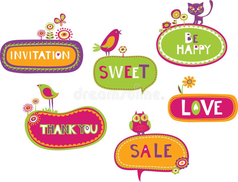 Collection of Cute Retro Frames Stock Vector - Illustration of design ...