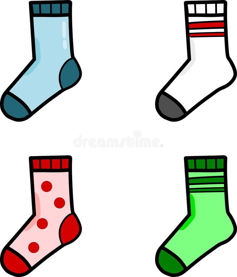 Collection of Cute Socks Vector Graphics for School Stock Vector ...