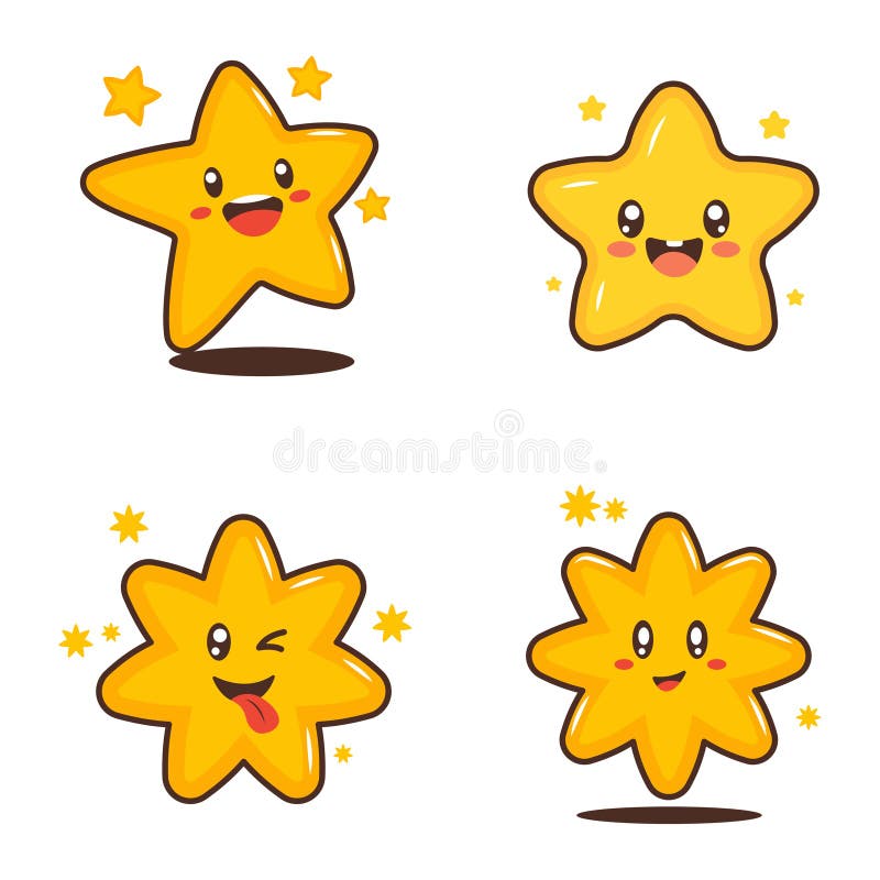 Collection of Cute Twinkling Little Star Character with Happy ...