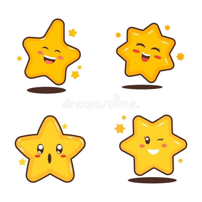 Collection of Cute Twinkling Little Star Character with Happy ...