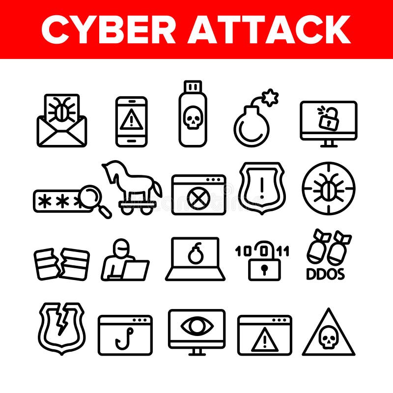 Cyber Attack Icon Vector. Isolated Contour Symbol Illustration Stock ...