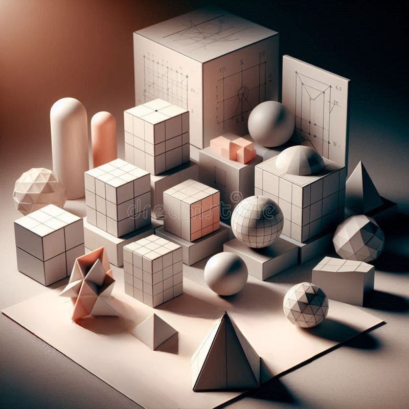A Collection of 3D Geometric Stock Illustration - Illustration of ...