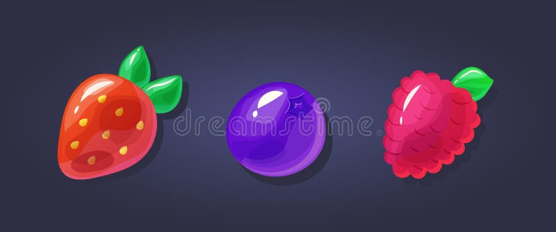 Collection of 3D Illustrations of Berries for Game Prizes. Realistic ...