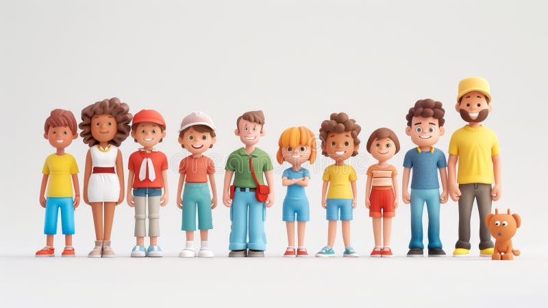 Collection of 3D People Representing a Family Stock Photo - Image of ...
