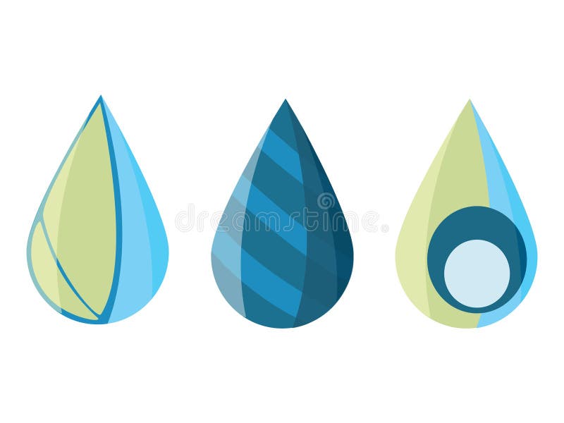 Blue and Green Raindrop Collection of Logo Elements Stock Vector ...