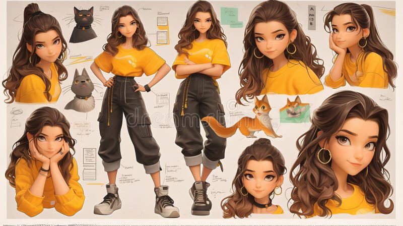 A 3D Rendered Illustration of a Female Character in Various Poses and ...