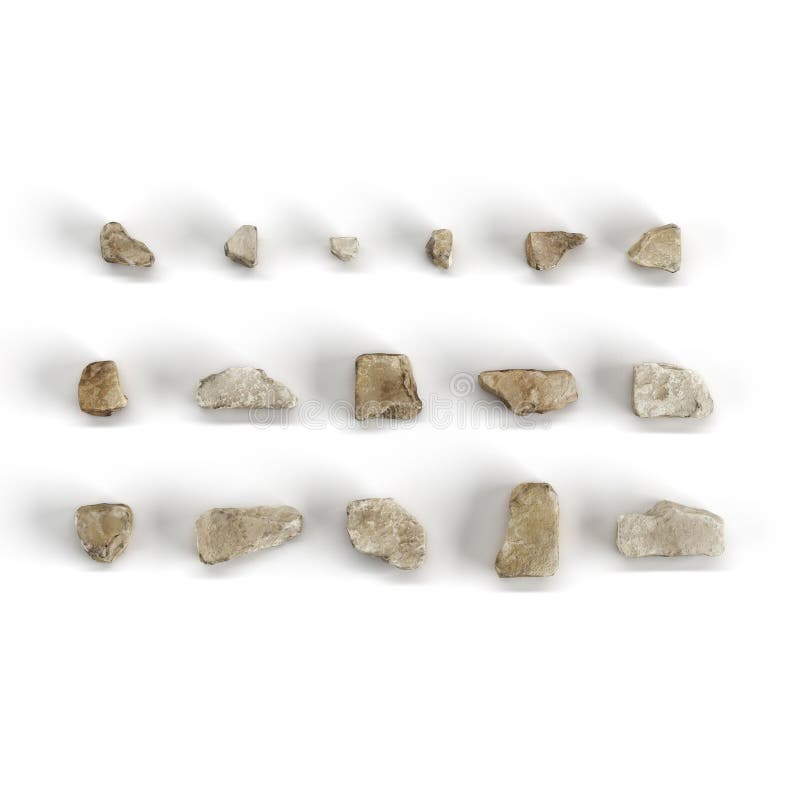 Collection of 3D Rendered Rock Pieces Stock Illustration - Illustration ...