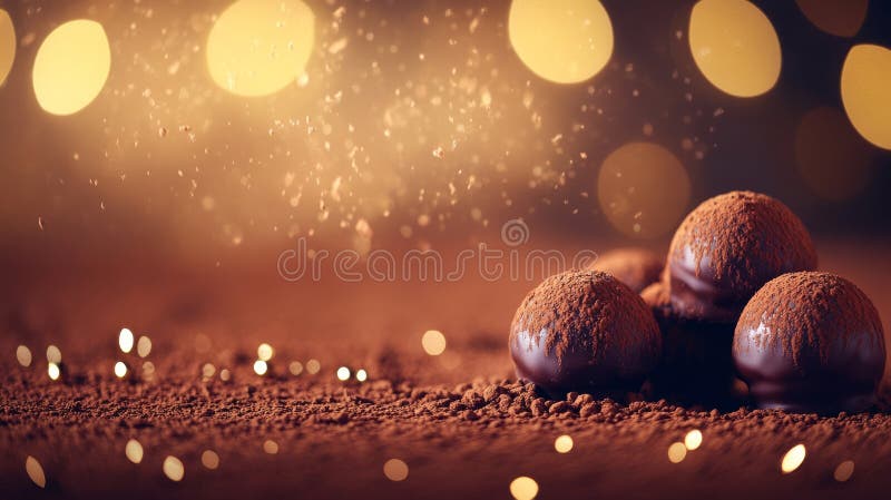A Collection of Dark Chocolate Spheres Resting in Cocoa Powder, Softly ...