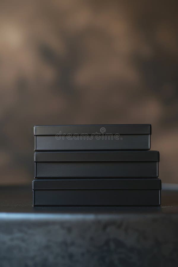 A Collection of Dark-colored Books Stacked on a Table Stock Image ...