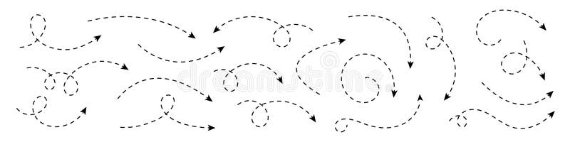 Collection of Dashed Curved Hand Drawn Arrows. Stock Vector ...
