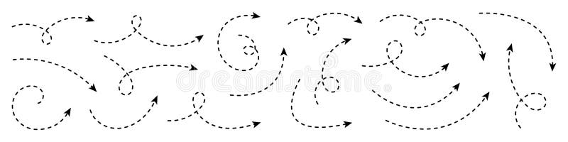 Collection of Dashed Curved Hand Drawn Arrows. Stock Vector ...