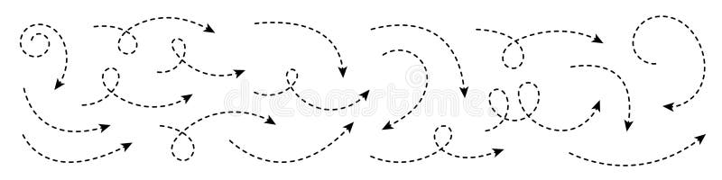 Collection of Dashed Curved Hand Drawn Arrows. Stock Vector ...