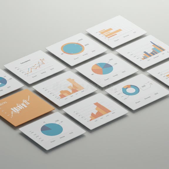 A Collection of Data Visualization Charts on Square Cards. these ...