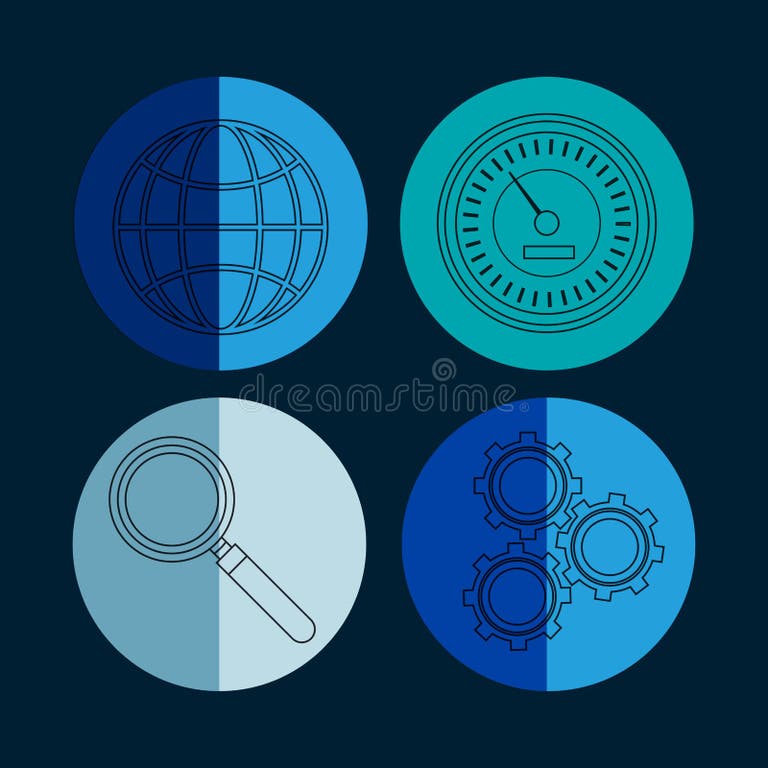 Collection of Database Round Icons Stock Vector - Illustration of ...
