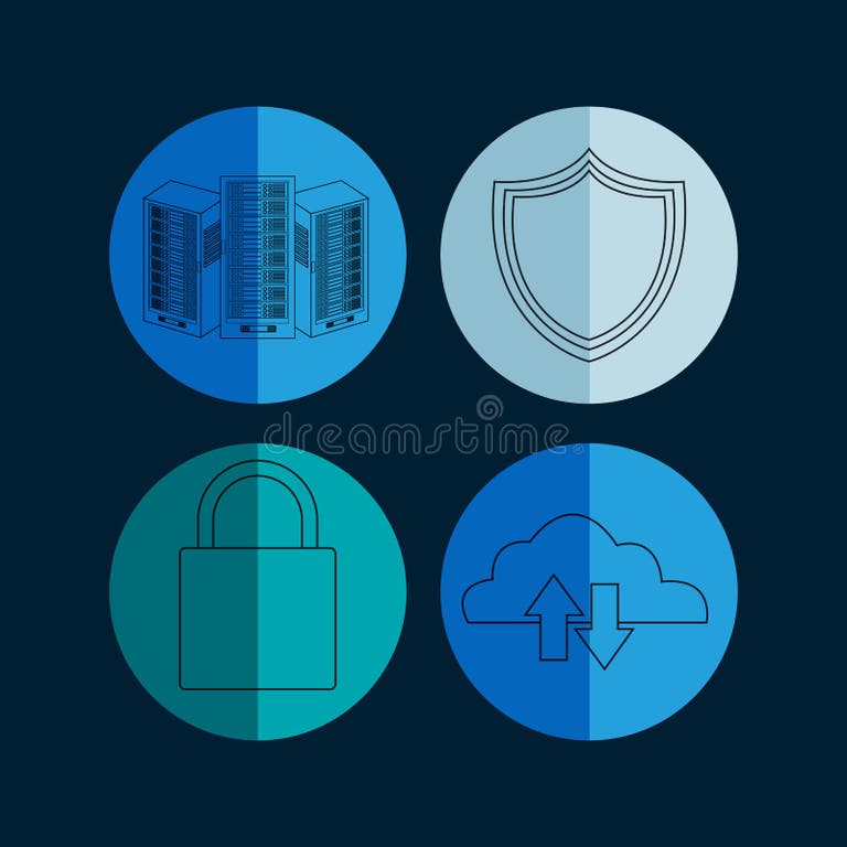 Collection of Database Round Icons Stock Vector - Illustration of ...