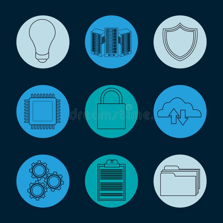 Collection of Database Round Icons Stock Vector - Illustration of ...