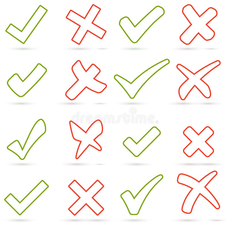 Collection De Croix Et De Crochet - Vert Et Rouge Illustration de ...