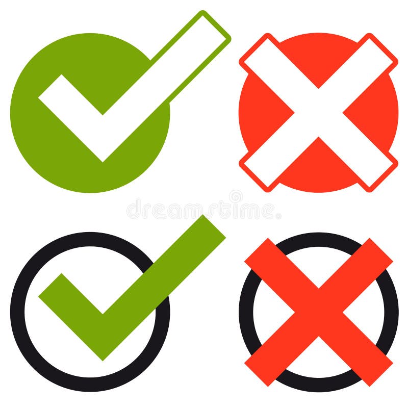 Croix Et Crochet Icône Vert Et Rouge Isolés Sur Fond Blanc Illustration ...