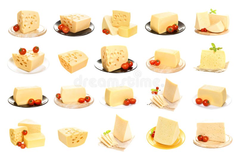 Collection De Fromage D'isolement Sur Le Fond Blanc Ensemble De ...