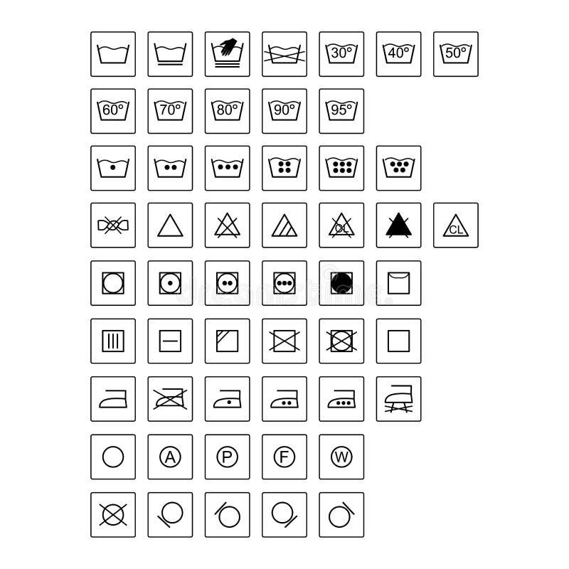Symboles De Lessive. Icônes De Lessive. étiquette Pour L'entretien Du ...