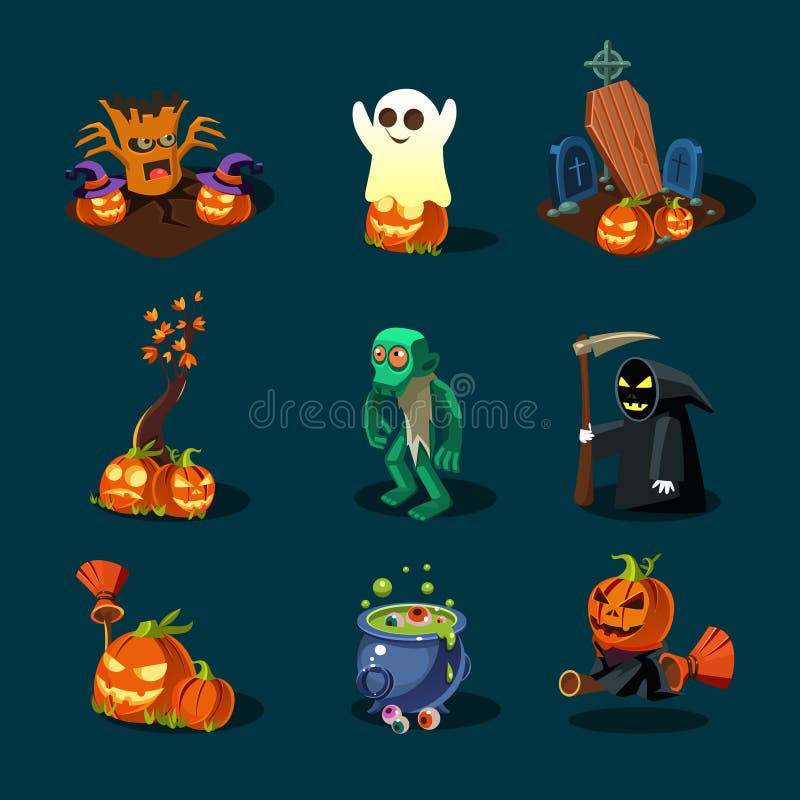 Collection De Symboles De Halloween Illustration de Vecteur ...