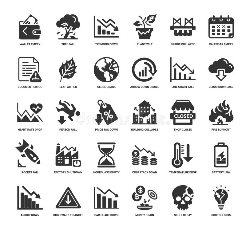 Collection Decline Metaphor Symbol Icons Forms Reduction Failure, Risk ...