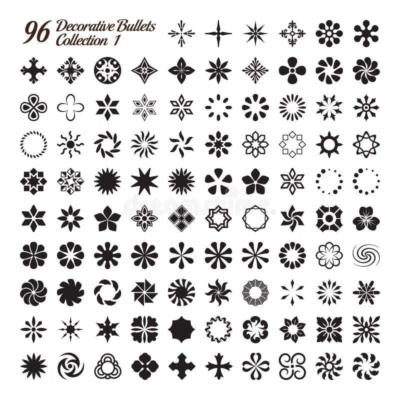 Collection of 96 Decorative Bullets Stock Vector - Illustration of ...