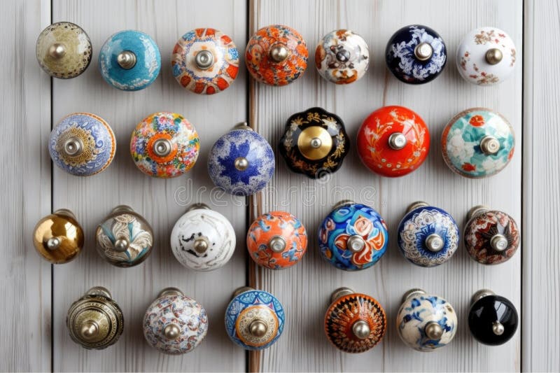 Collection of Decorative Ceramic Door Knobs Stock Illustration - Illustration of generative ...