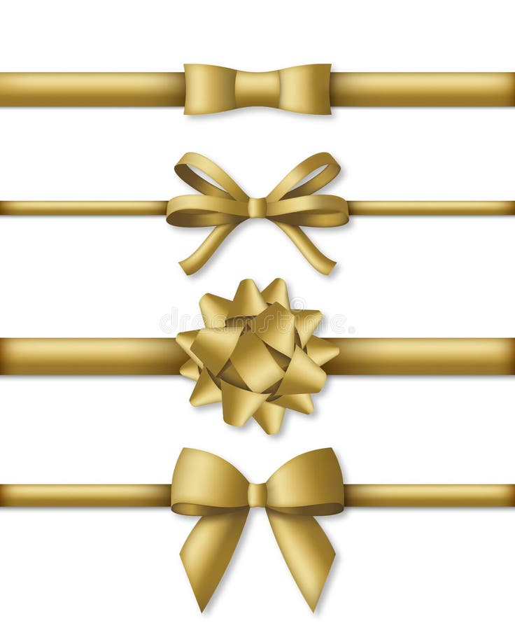 Collection of Decorative Golden Bows with Horizontal Gold Colored ...