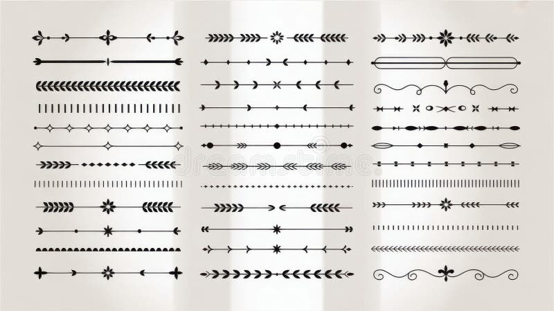 Collection of Decorative Hand Drawn Line Dividers and Ornaments Stock Illustration ...