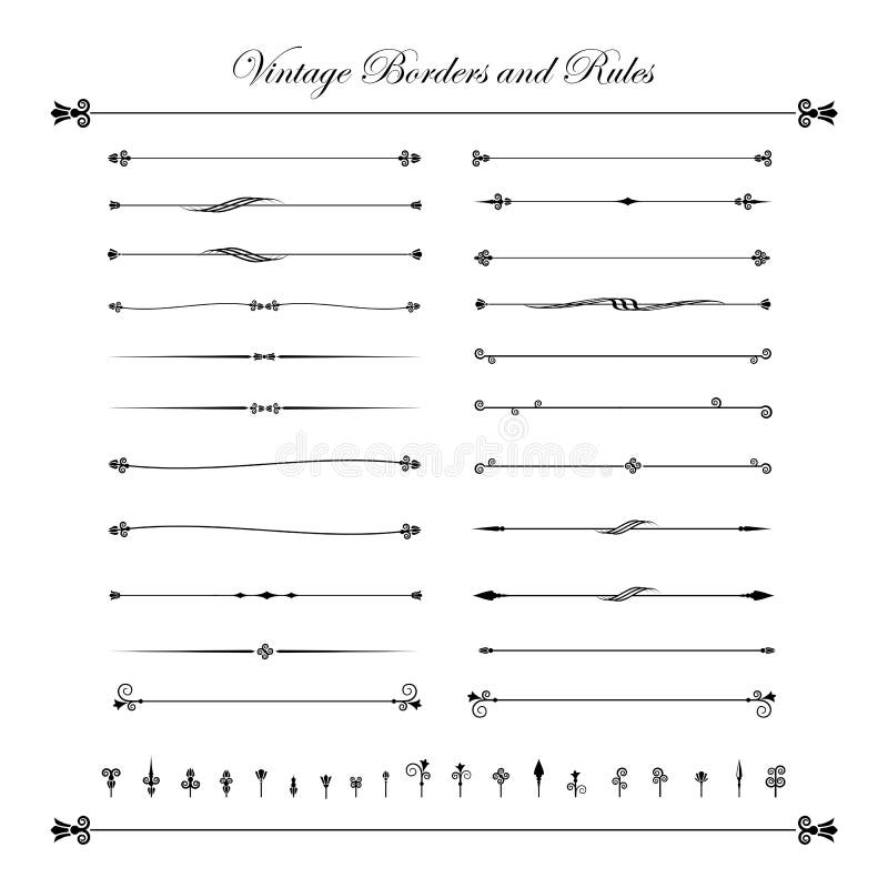 Set of Decorative Elements, Border and Page Rules Frame Stock Vector ...
