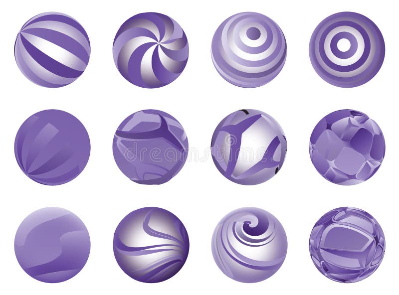 Collection of Decorative Monochrom Violet Spheres, Set of Design ...