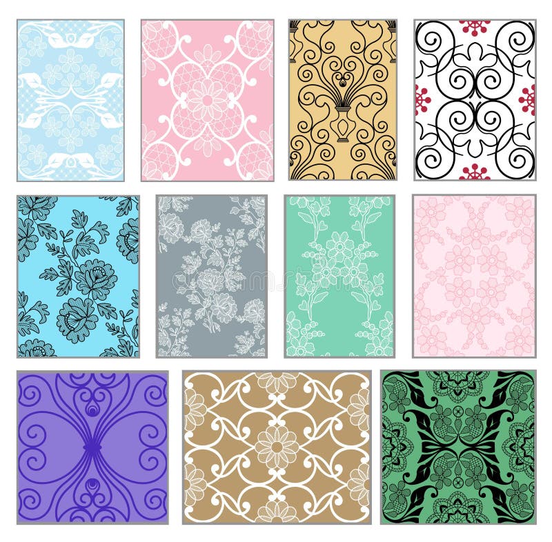 Collection of Decorative Patterns Stock Vector - Illustration of retro ...