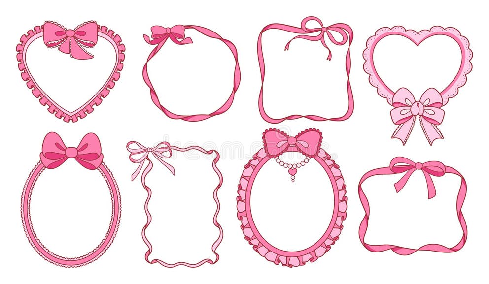 Collection of Decorative Pink Frames with Bows Stock Vector ...
