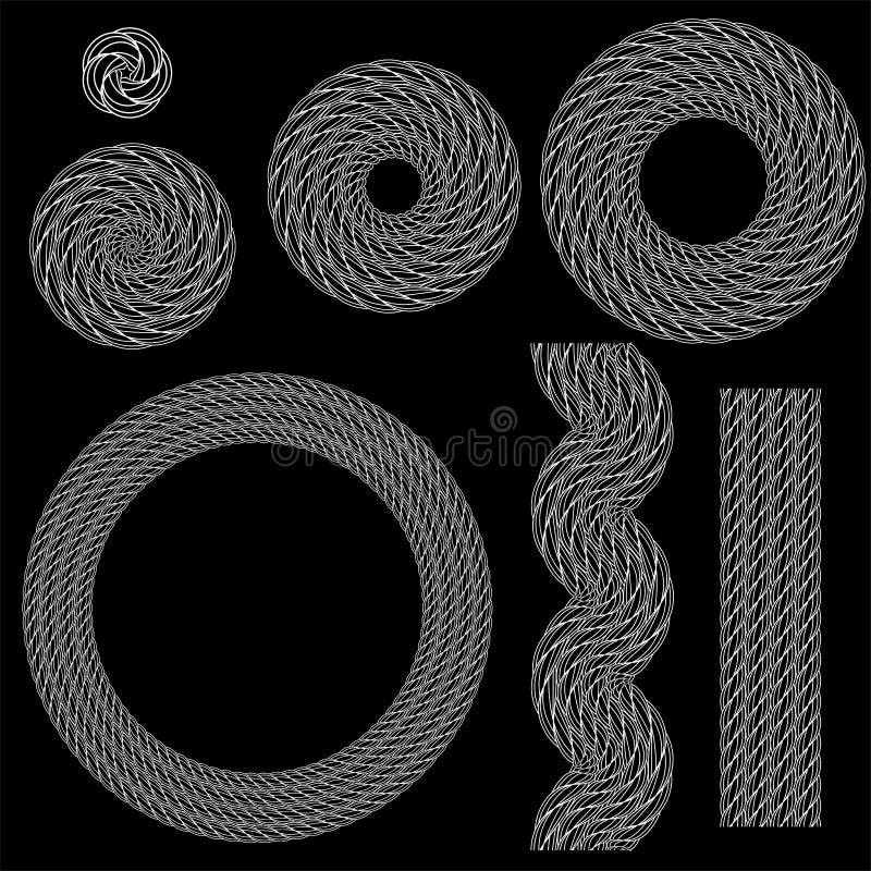 Collection of Round Outline Decorative Rope Border Frames Stock Vector ...