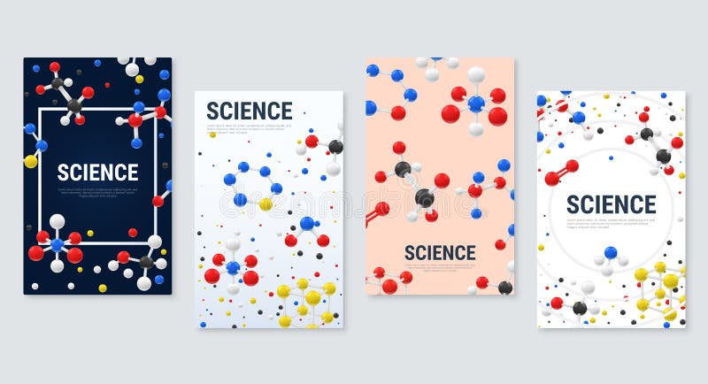 Collection Decorative Science Posters Realistic Molecule Atom Connected ...