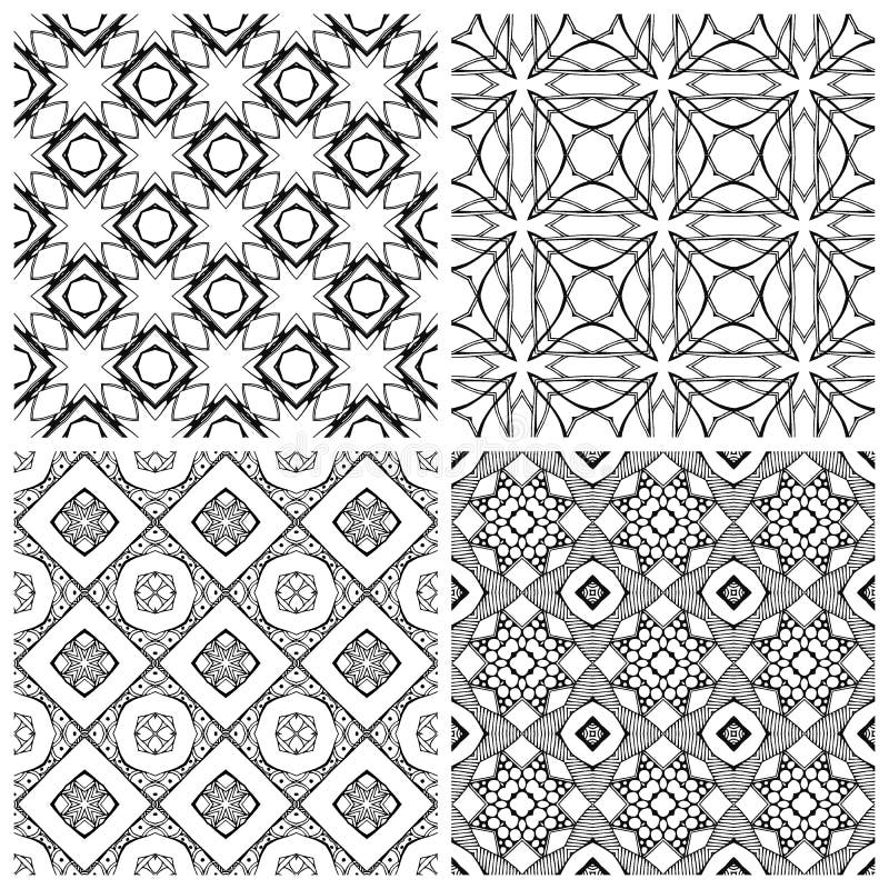 Collection of Decorative Seamless Patterns with Black and White ...