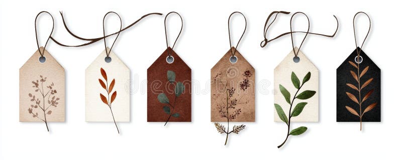 A Collection of Decorative Tags Featuring Botanical Designs Perfect for ...