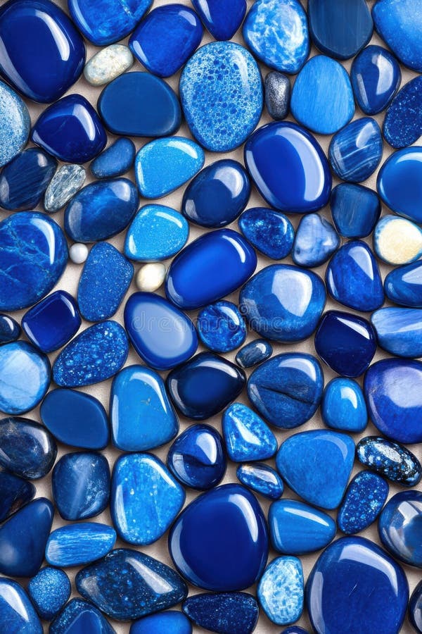 Collection of Deep Blue Gemstones and Crystals Arranged in a ...