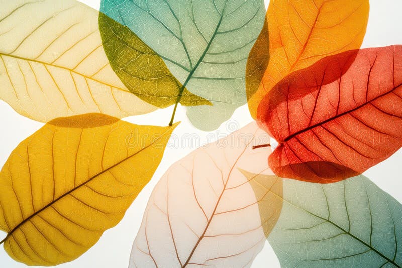 A Collection of Delicate, Translucent Leaves in Various Colors Stock Illustration - Illustration ...