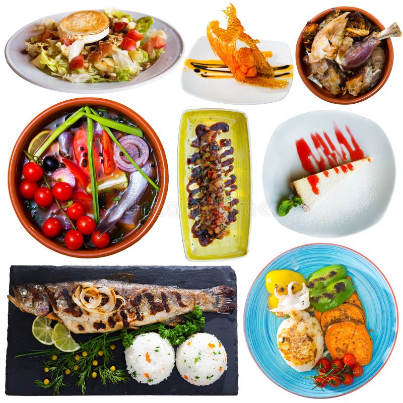 Collage of Different Meals Isolated Stock Image - Image of chicken ...