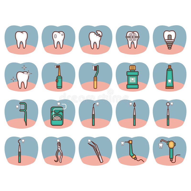 Collection of Dental Tools. Vector Illustration Decorative Design Stock ...