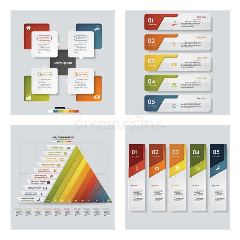 Collection of 4 Design Colorful Presentation Templates. Vector ...