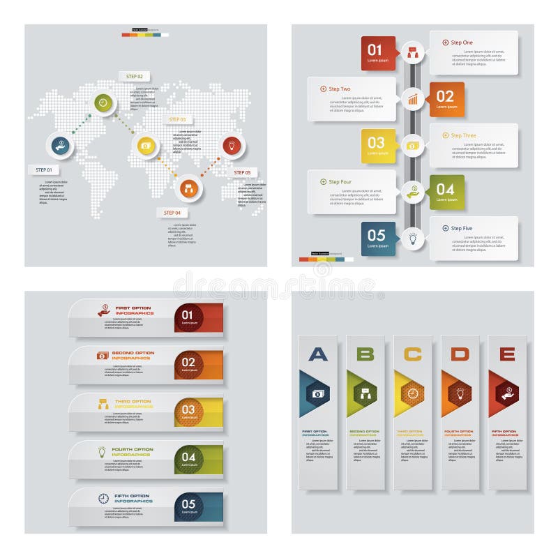 Collection of 4 Design Colorful Presentation Templates. Vector ...