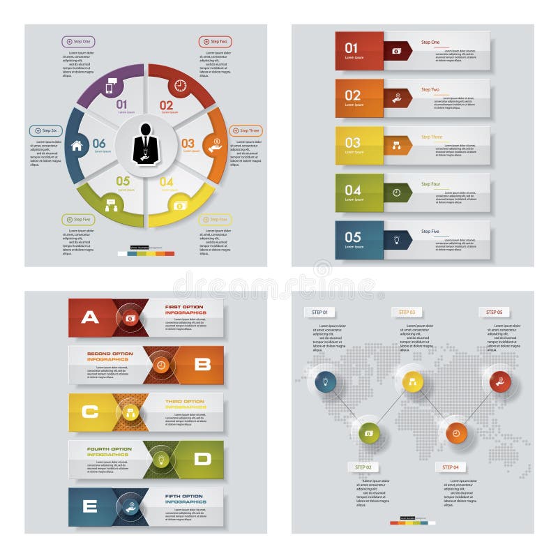 Collection of 4 Design Colorful Presentation Templates. Vector ...