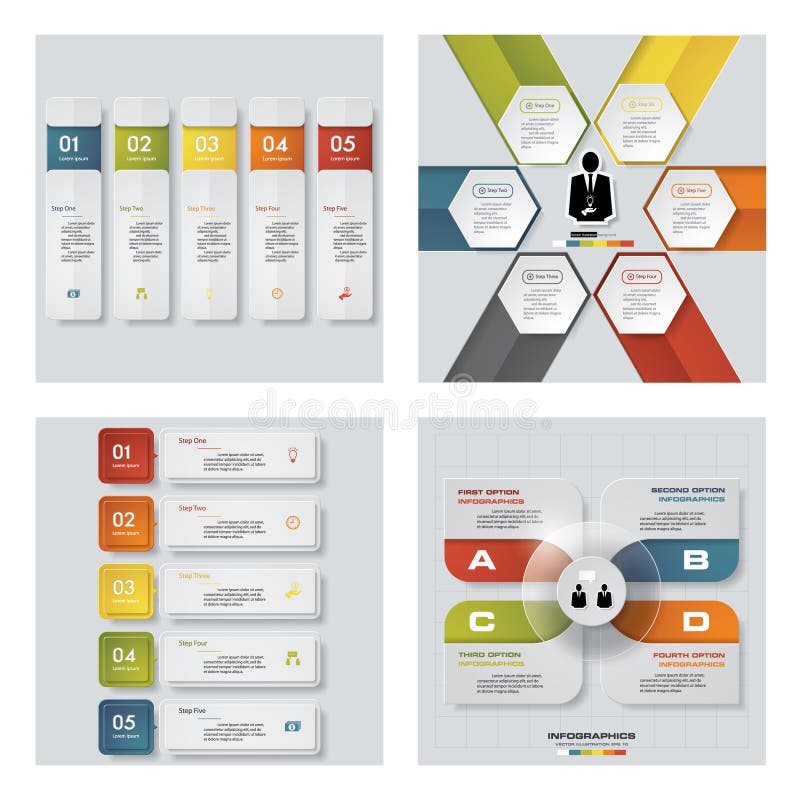 Collection of 4 Design Colorful Presentation Templates. Vector ...
