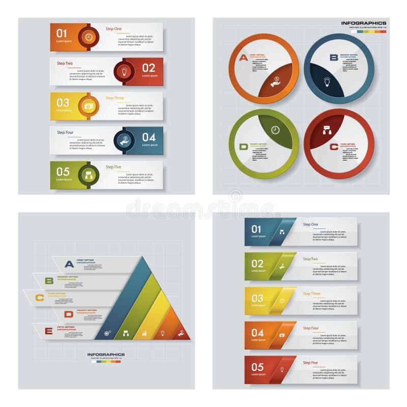 Collection of 4 Design Colorful Presentation Templates. Vector ...
