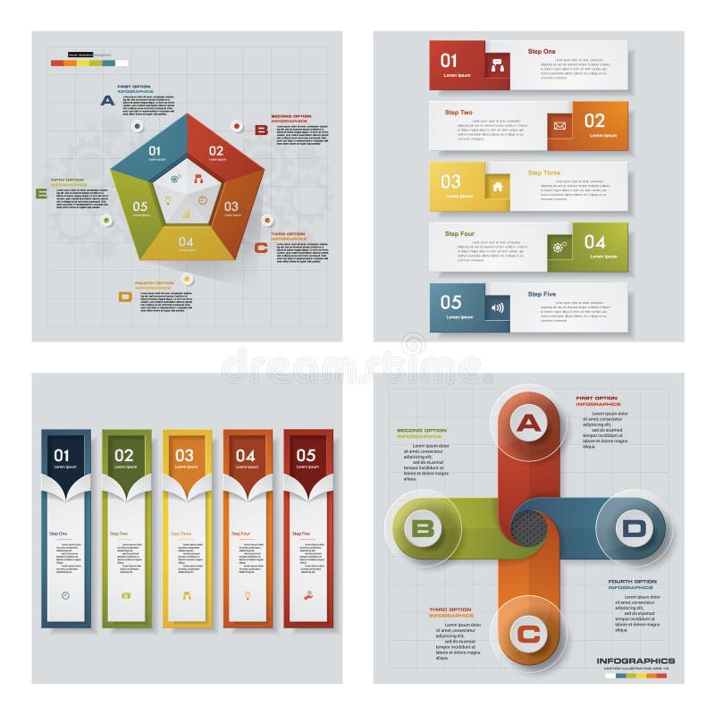 Collection of 4 Design Colorful Presentation Templates. Vector ...