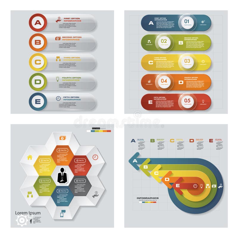 Collection of 4 Design Colorful Presentation Templates. Vector ...