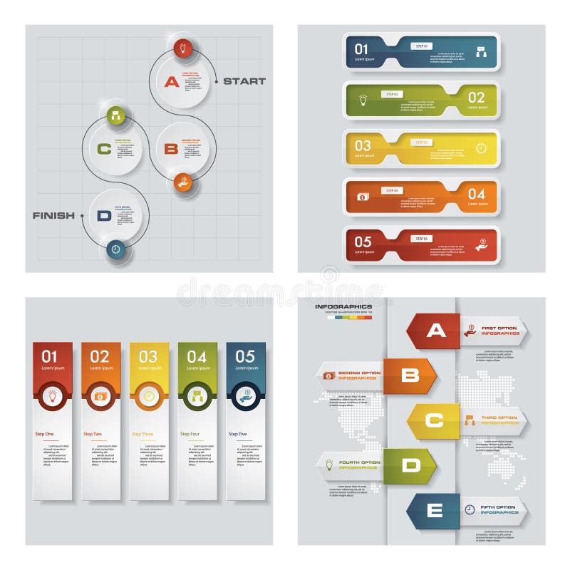 Collection of 4 Design Colorful Presentation Templates. Vector ...